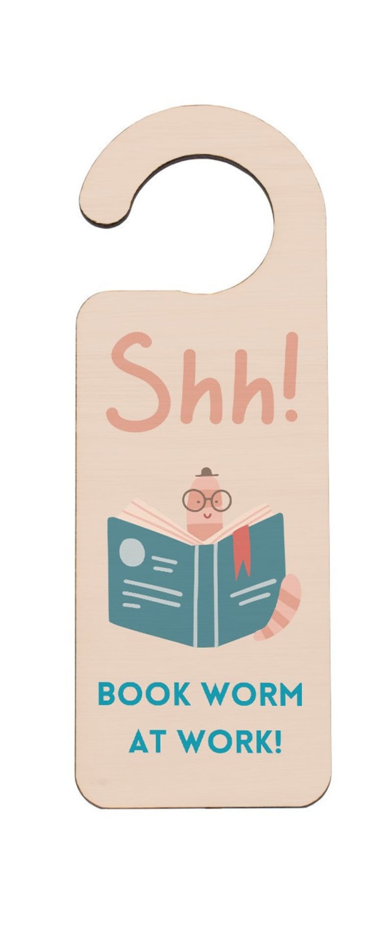 Bookworm at Work – Plywood Door Handle Hanger – Do Not Disturb Studying ...