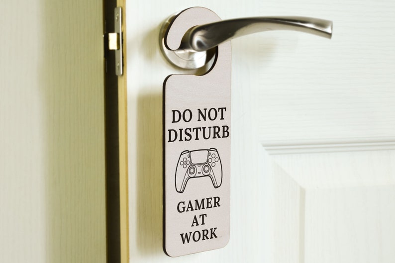 Do Not Disturb Gamer at Work – Plywood Door Handle Hanger – Game Room ...