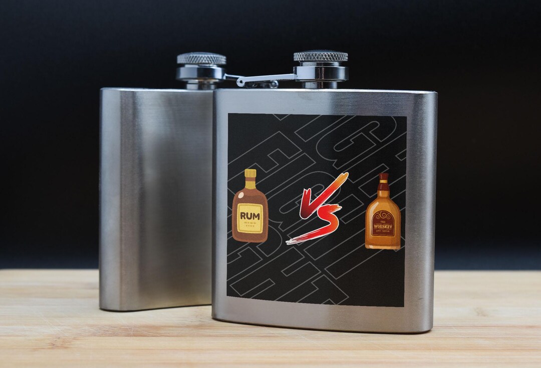 Rum Vs Whiskey: Battle of the Bottles Flask (hip-ds23-fightnightrg) - Etsy