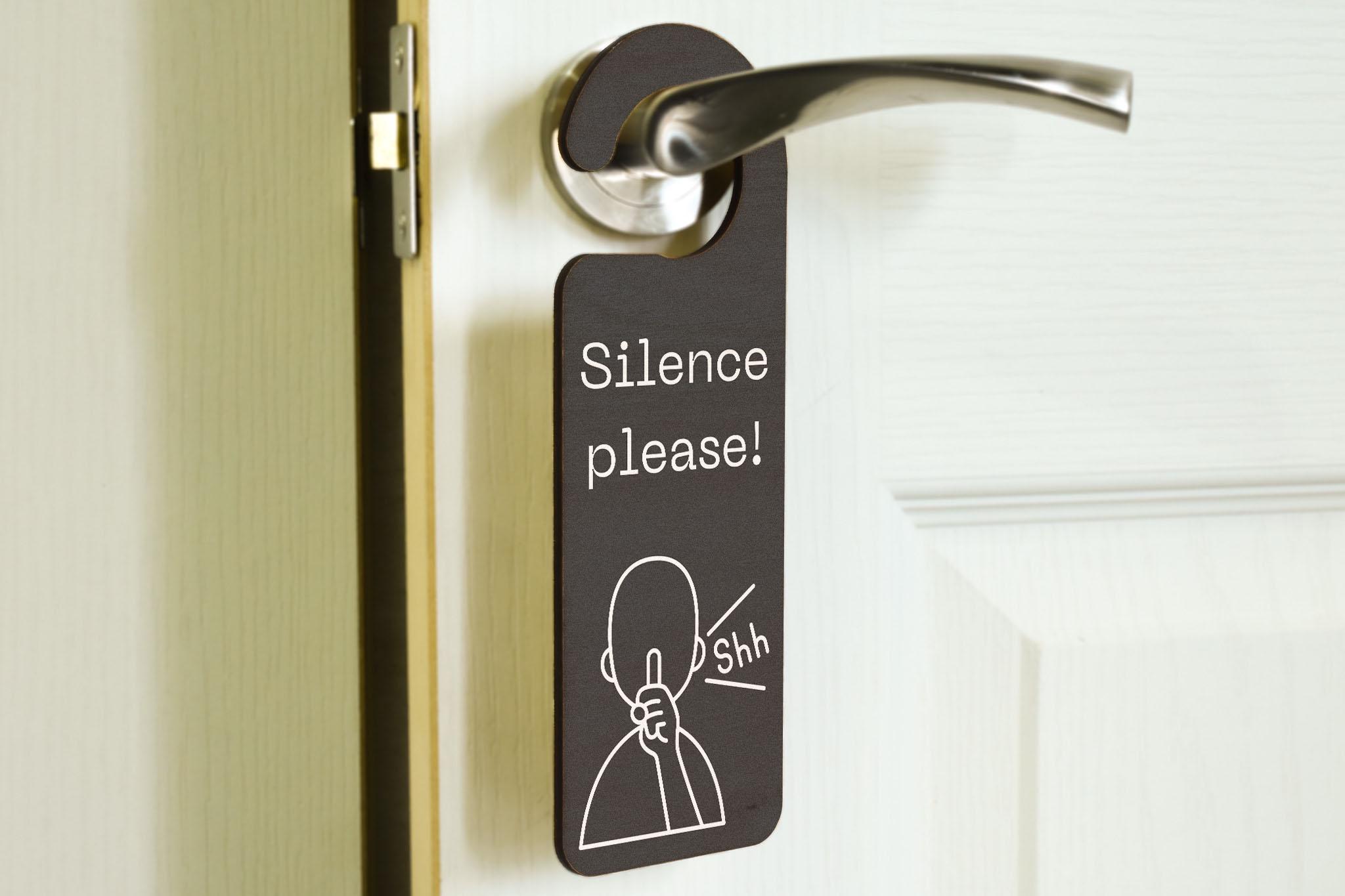 Silence Please Shhh Black Door Hanger - Minimalist Design for Quiet ...