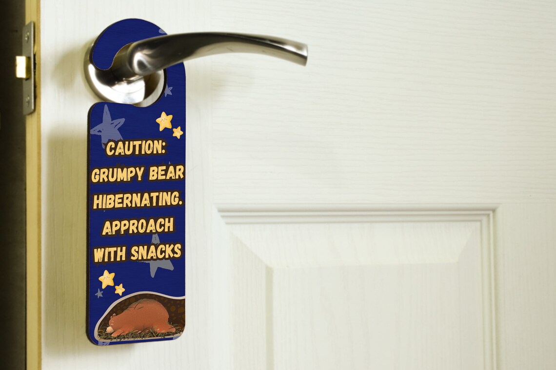 Caution Grumpy Bear Hibernating Approach With Snacks – Funny Plywood ...