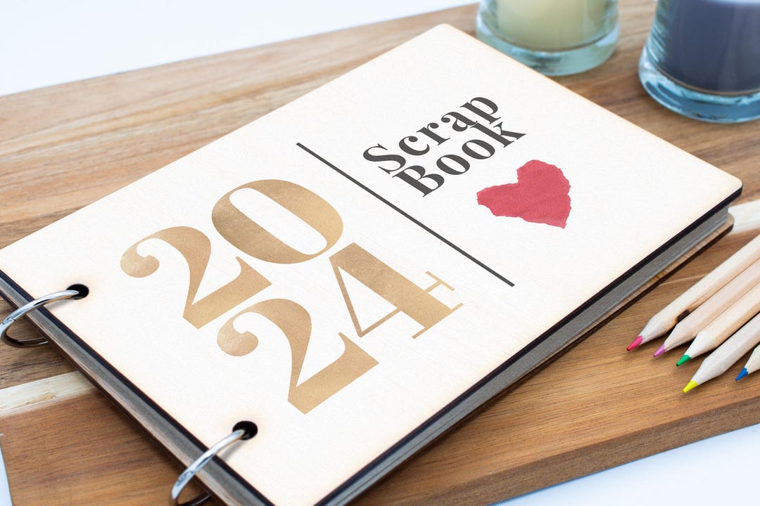 2024 Memory Archive: Handmade Family Scrapbook With Wooden Cover (scrap ...