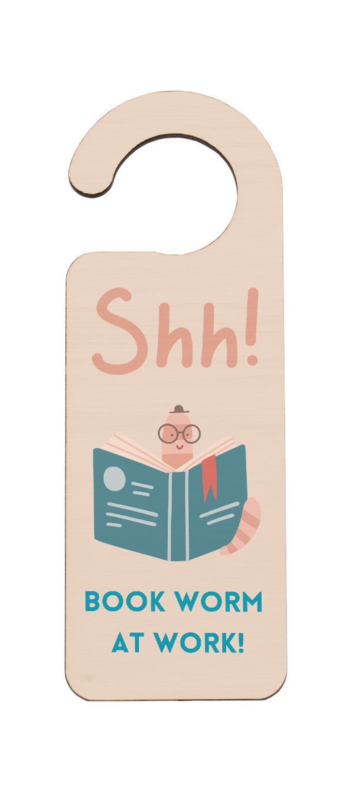 Bookworm at Work Plywood Door Handle Hanger Do Not Disturb Studying ...