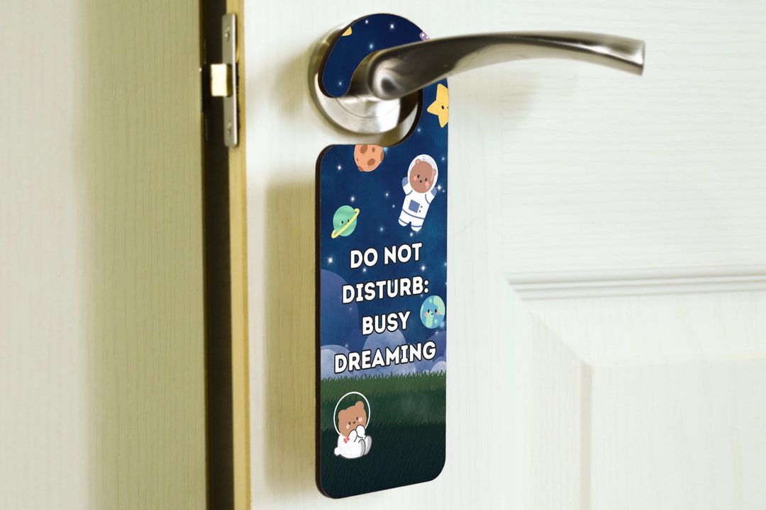 Do Not Disturb, Busy Dreaming Plywood Door Handle Hanger - Cute Space ...
