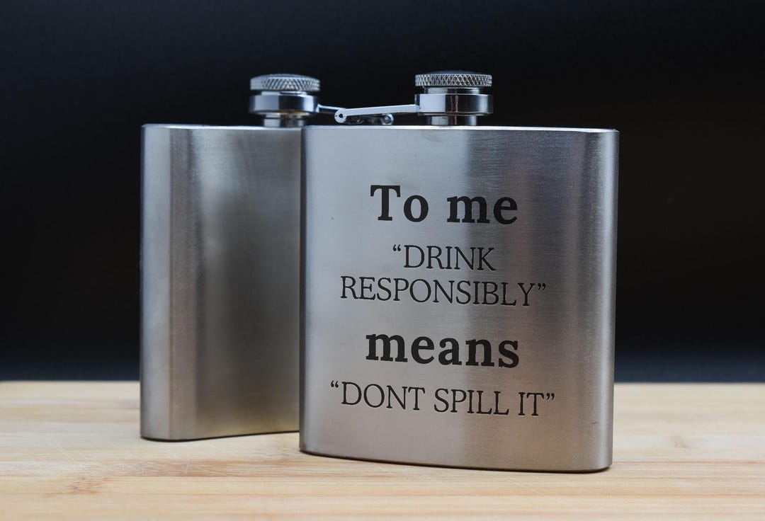 Stainless Steel Party Accessory Fun Flask With Humourous Quote (hip ...