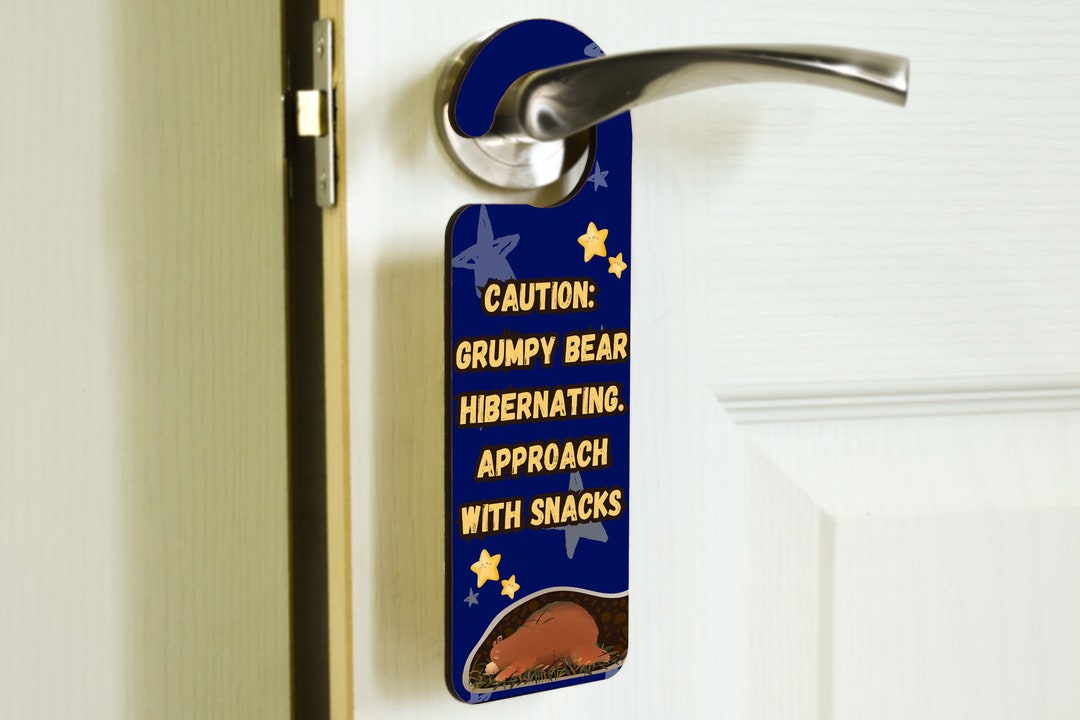 Caution Grumpy Bear Hibernating Approach With Snacks – Funny Plywood ...