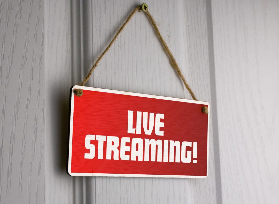 Red Wooden Live Streaming Plaque - Small UV Printed Hanging Sign ...