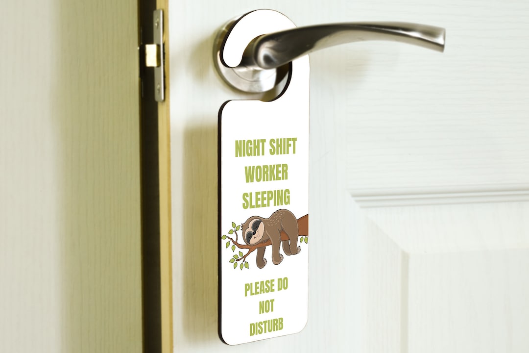 Night Shift Worker Sleeping Please Do Not Disturb – Plywood Door Handle ...