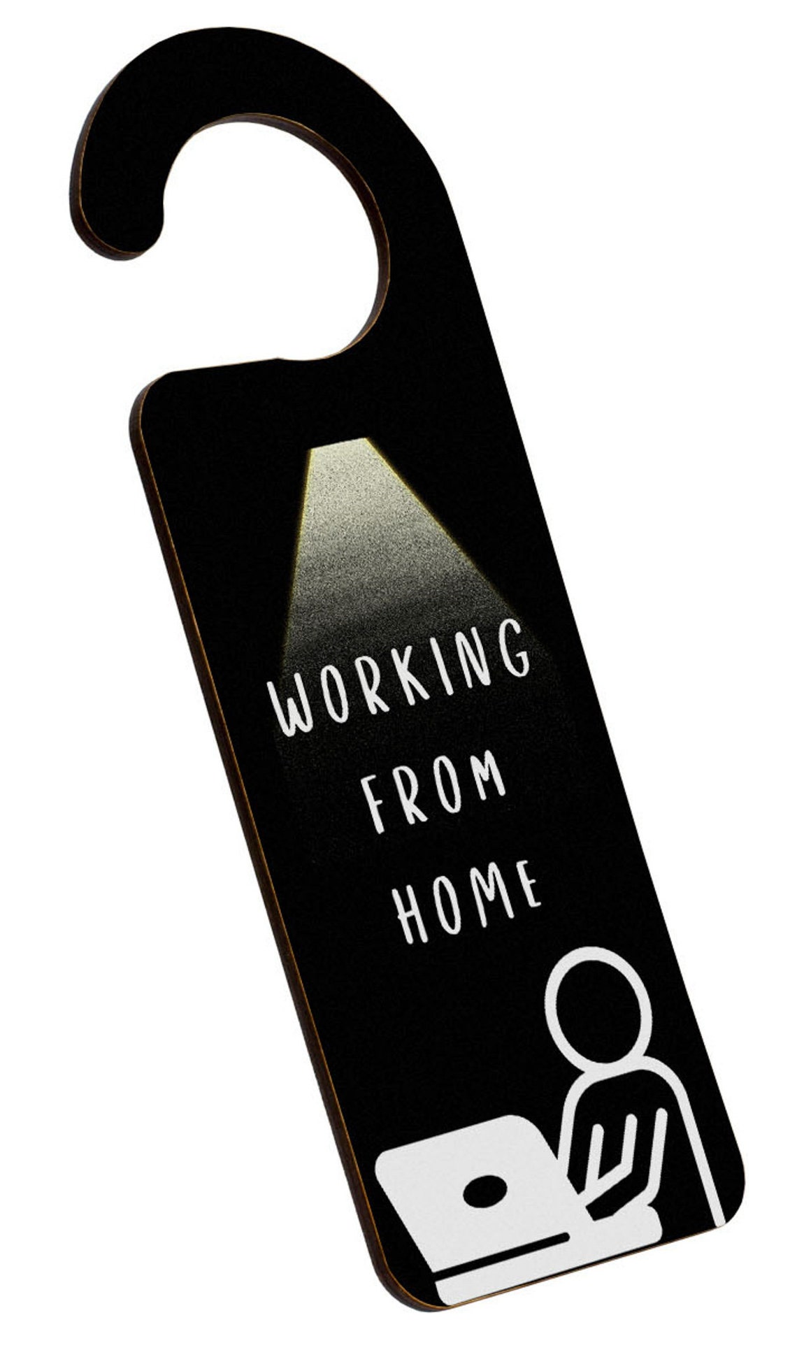 Working From Home – Plywood Door Handle Hanger – Home Office Sign ...