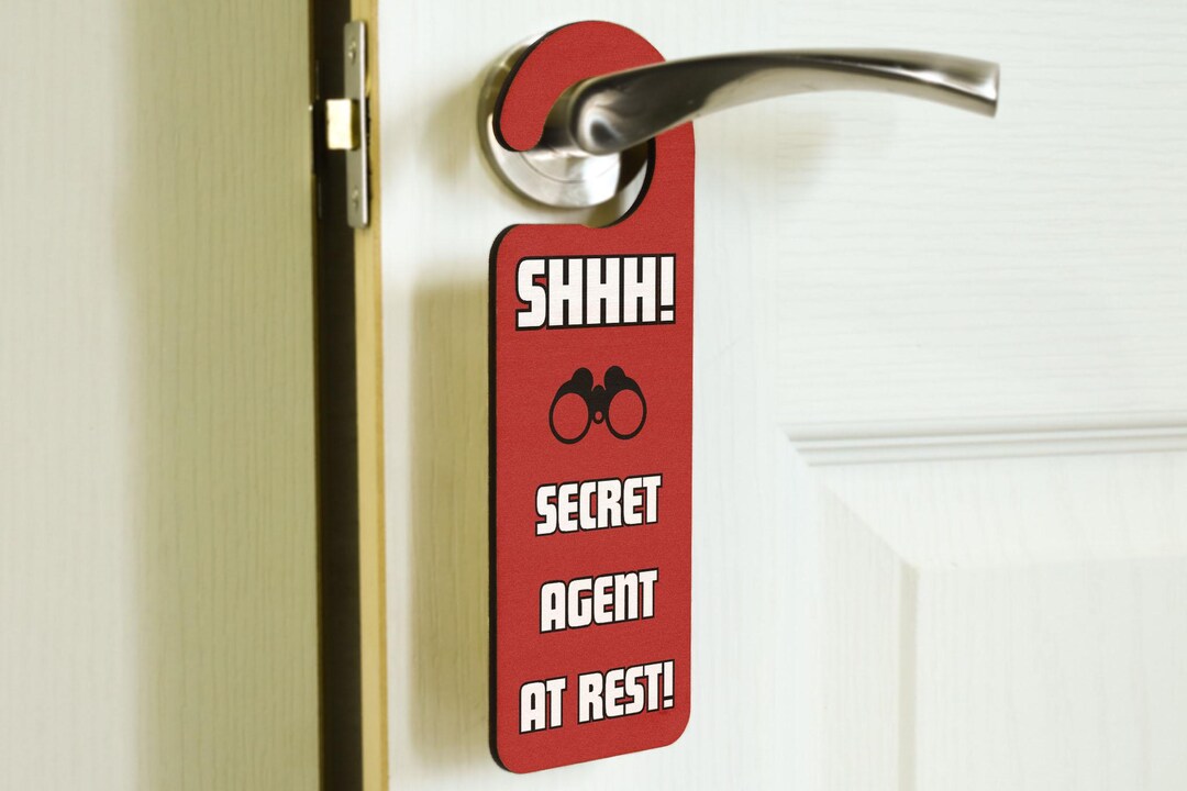 Shhh Secret Agent at Rest Red Door Hanger for Spy Decor Kids Bedroom ...
