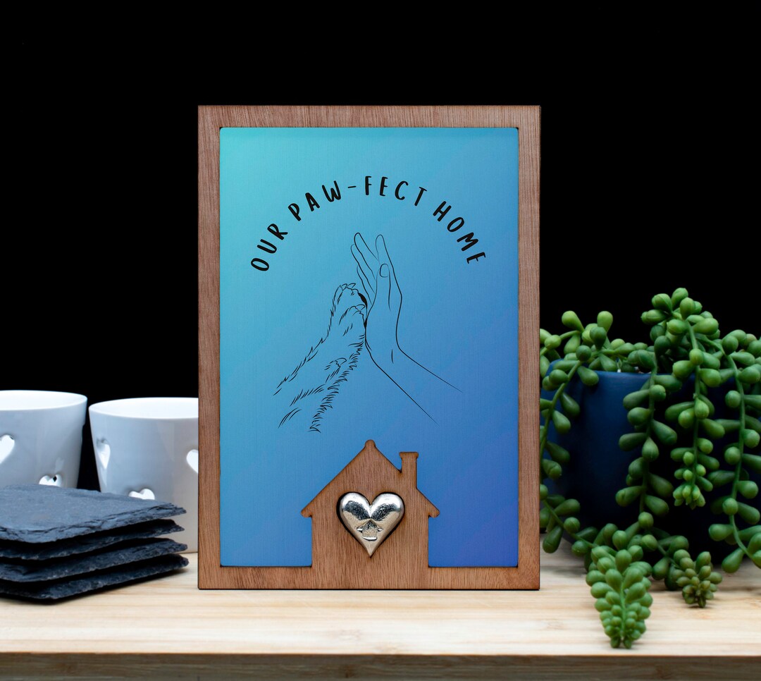 Our Paw-fect Home - Tin Heart in Plywood House Ornament - Dog Lovers ...