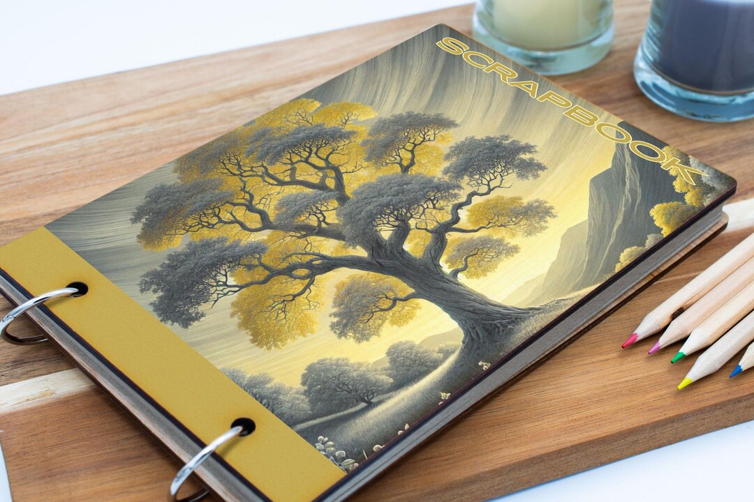 Nature's Sketchbook: Yellow & Grey Tree Landscape Scrapbook (scrap-kf24 ...