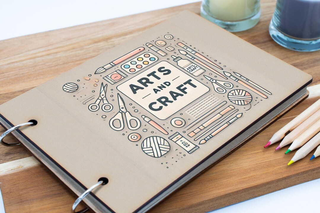 Handmade Wooden Cover Arts and Crafts Scrapbook With 25 Recycled Pages ...
