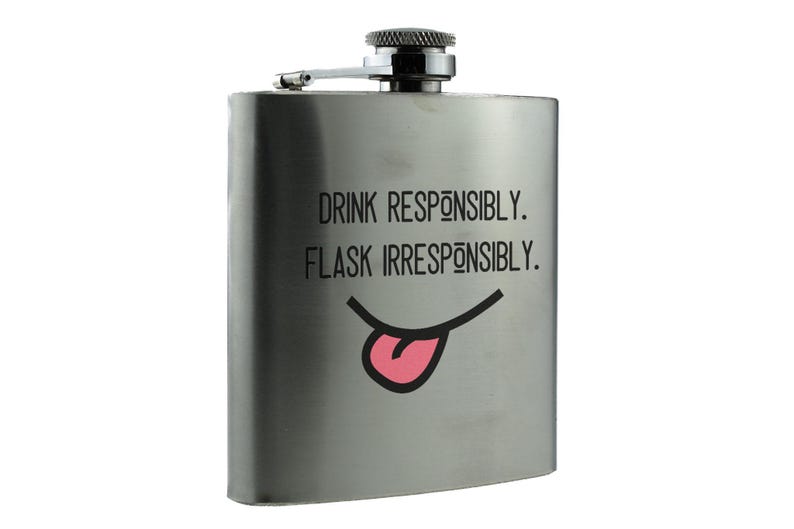 Witty Cartoon Hip Flask - 'drink Responsibly. Flask Irresponsibly ...
