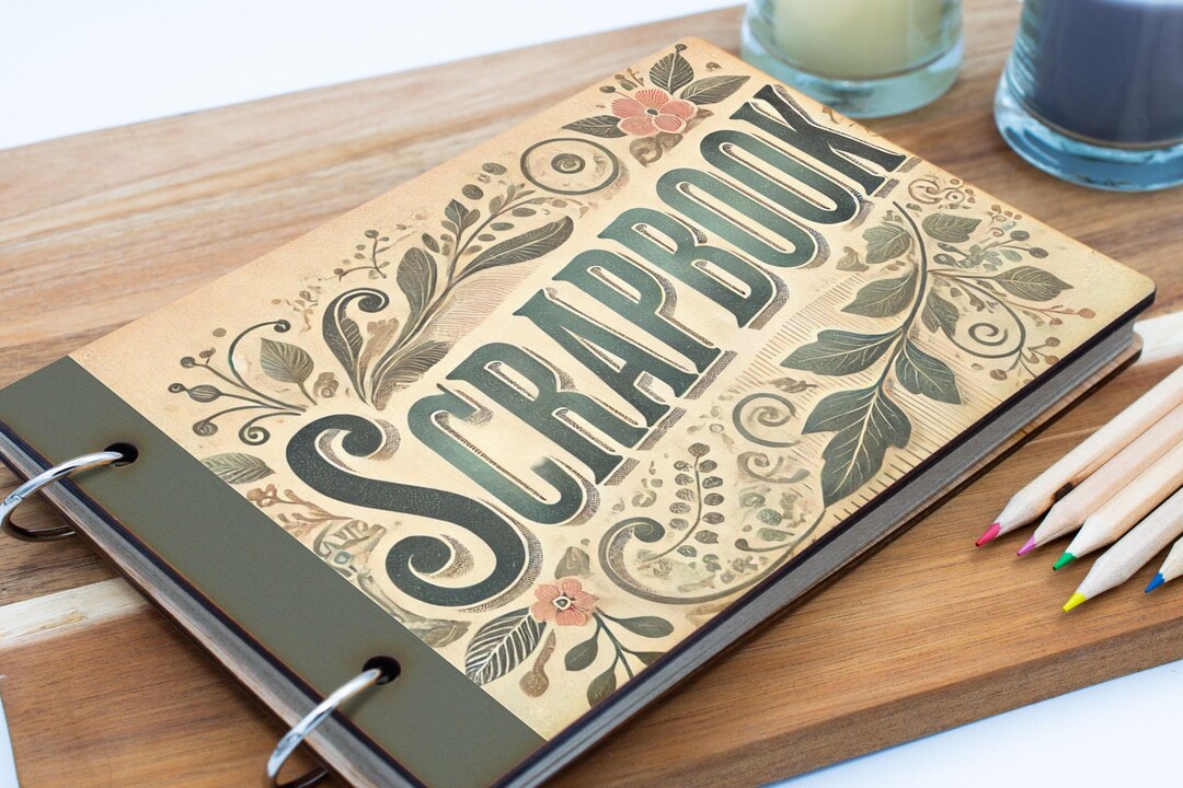 Traditional Vintage Floral Scrapbook With Handmade Wooden Cover (scrap ...