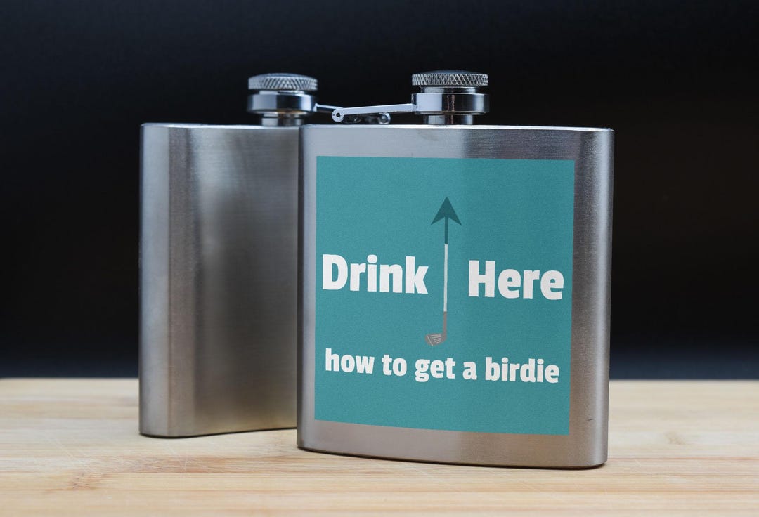 Birdie Joke Stainless Steel Golf Themed Flask (hip-ha23-drinkhererg) - Etsy