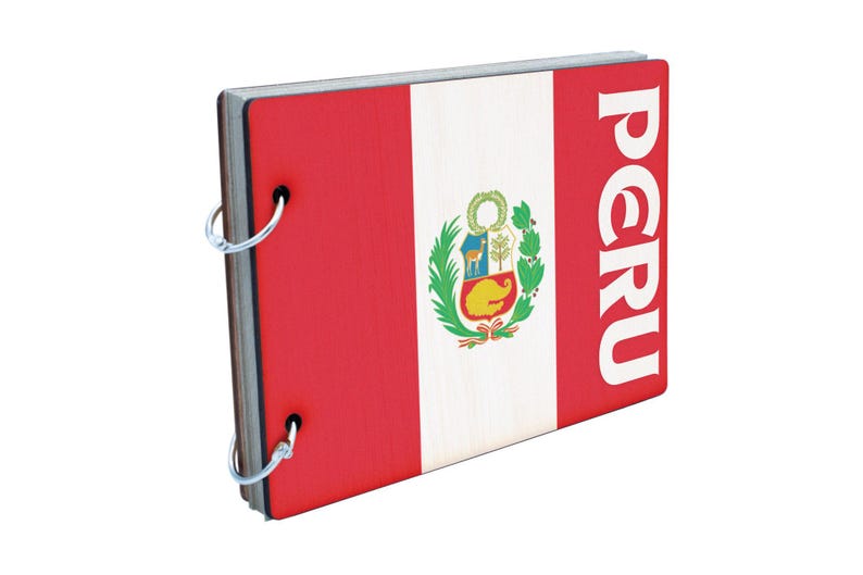 Peruvian Flag Design Wooden Cover Travel Scrapbook (scrap-kf24 ...