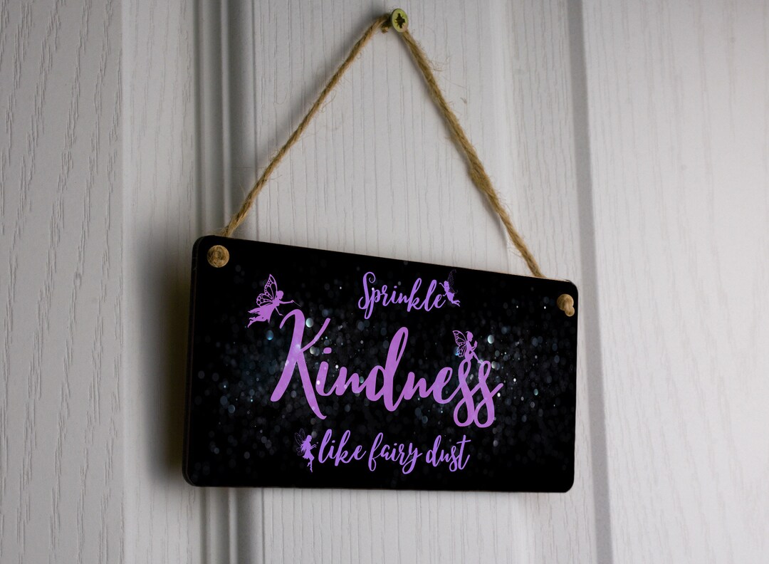 Fairy Dust of Kindness: Purple & Black Plywood Hanging Sign, Perfect ...