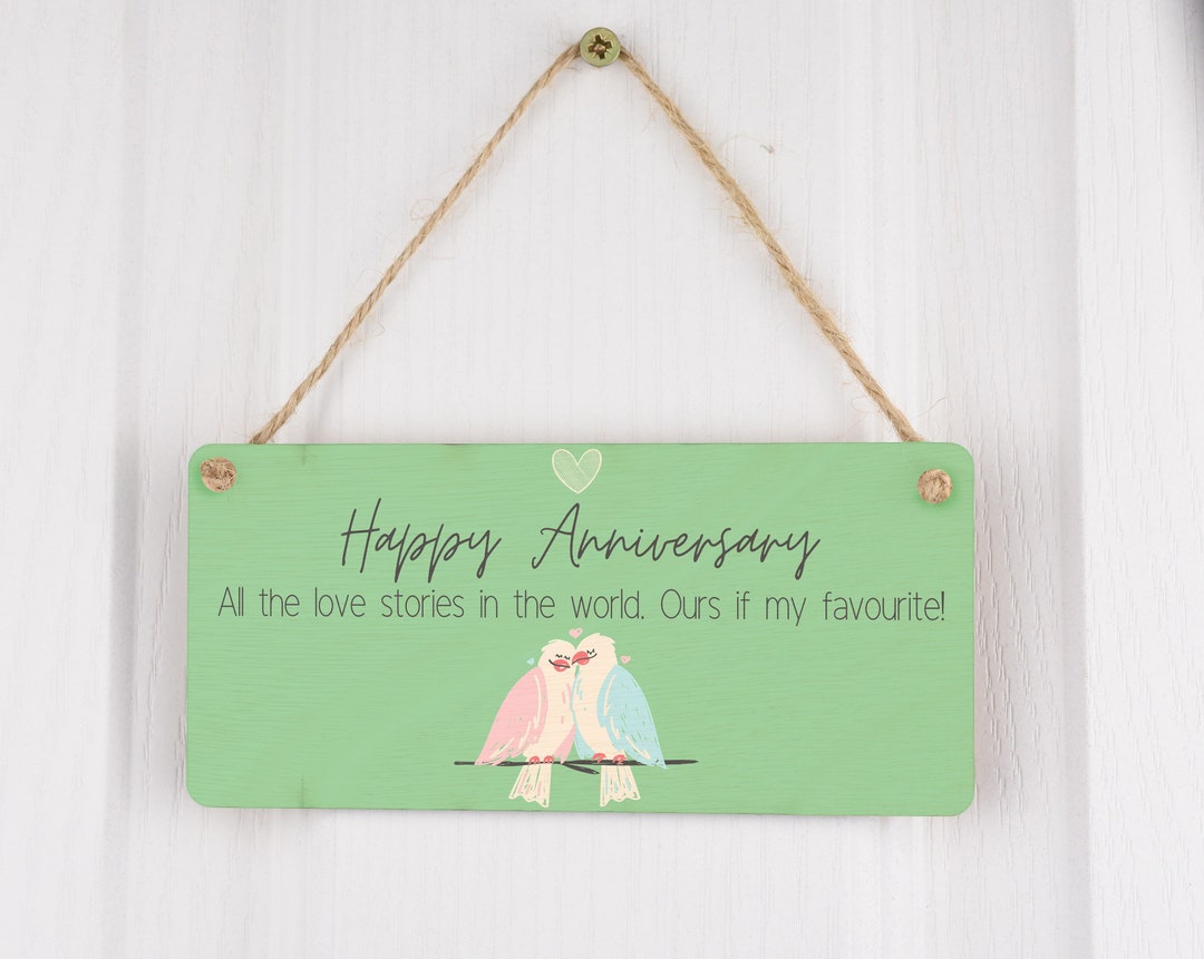 Full Colour Plywood Hanging Love Sign - All the Love Stories in the ...
