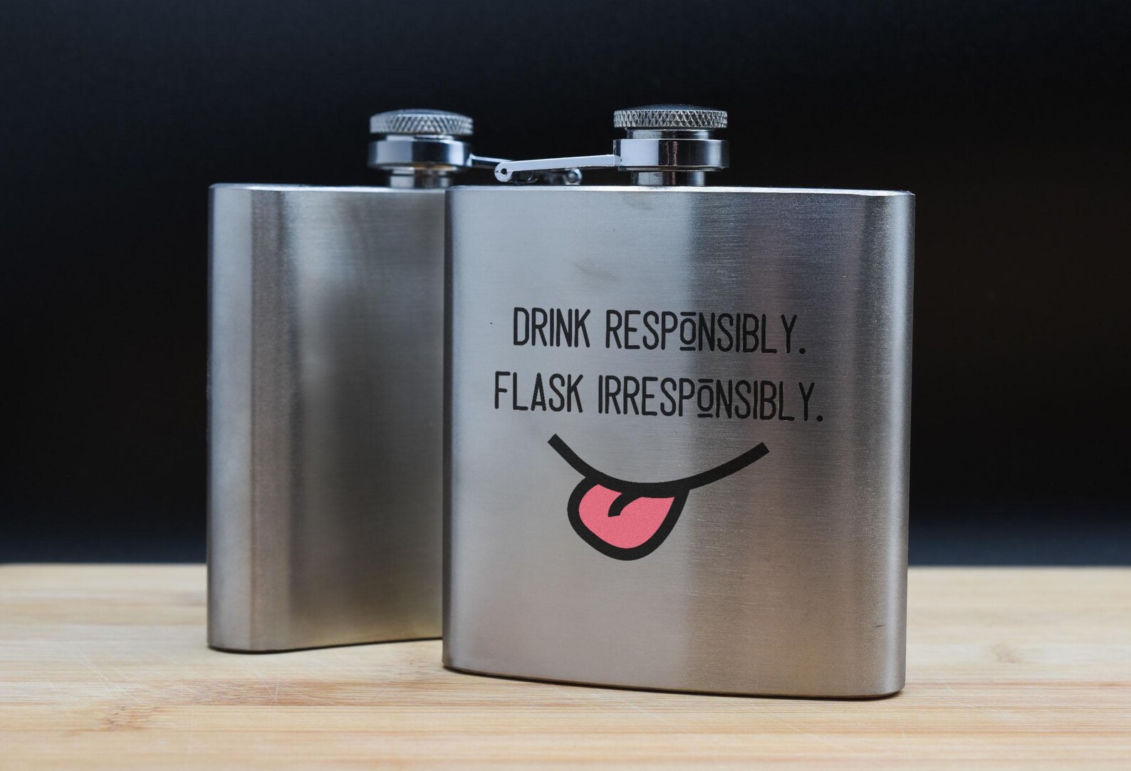 Witty Cartoon Hip Flask - 'drink Responsibly. Flask Irresponsibly ...
