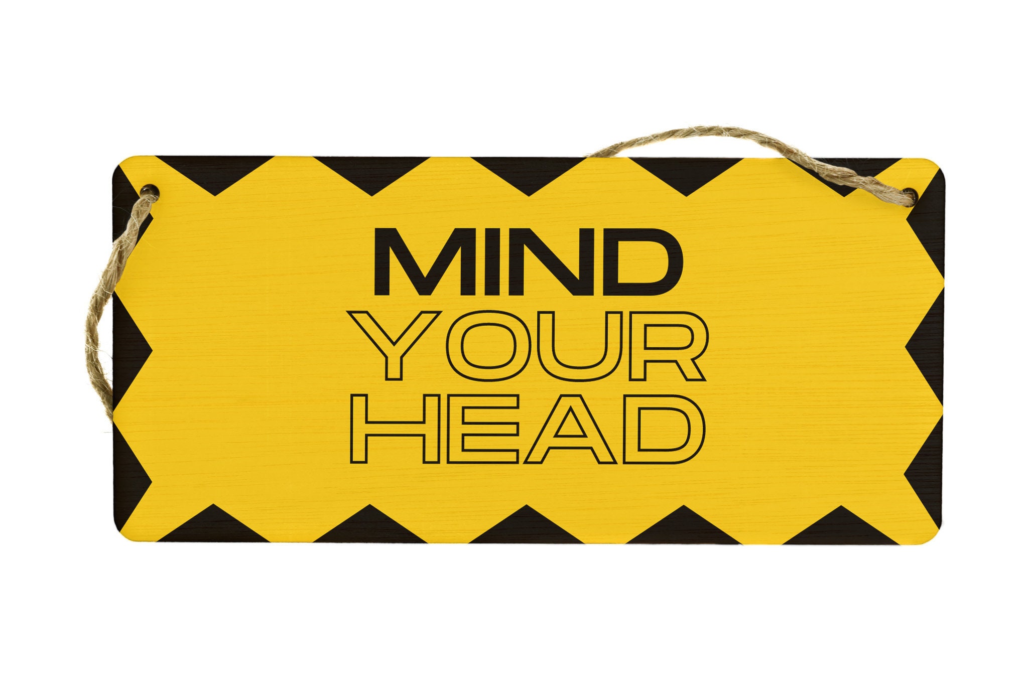 Full Colour Plywood Hanging Sign - Mind Your Head Caution Wall Sign for ...