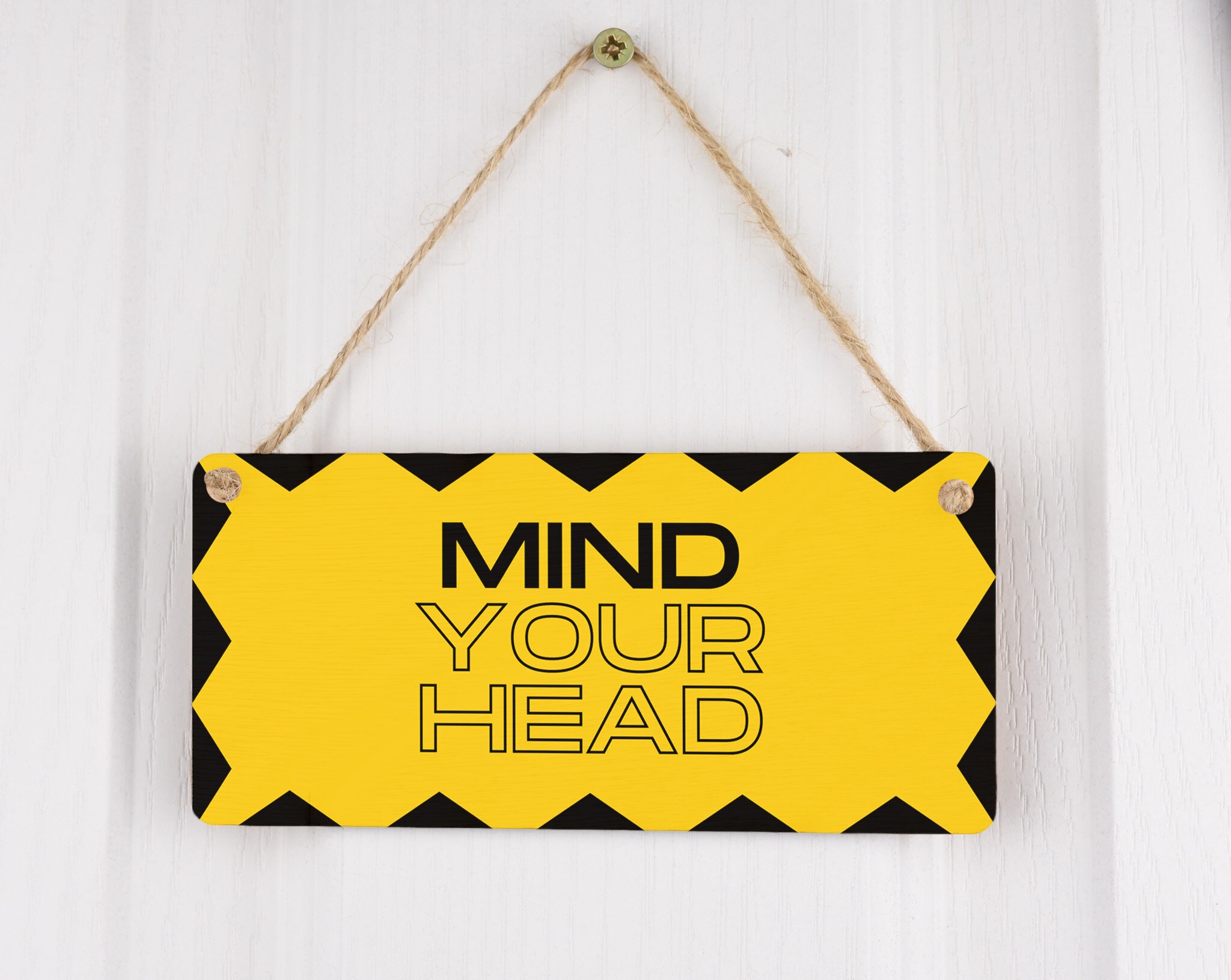 Full Colour Plywood Hanging Sign - Mind Your Head Caution Wall Sign for ...