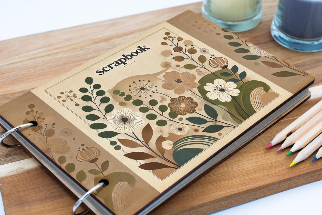 Natural Colour Floral Minimalist Ring-bound Scrapbook (scrap-kf24 ...