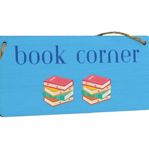 Book Corner - Plywood Hanging Sign - Stylish Home Decor and Library ...