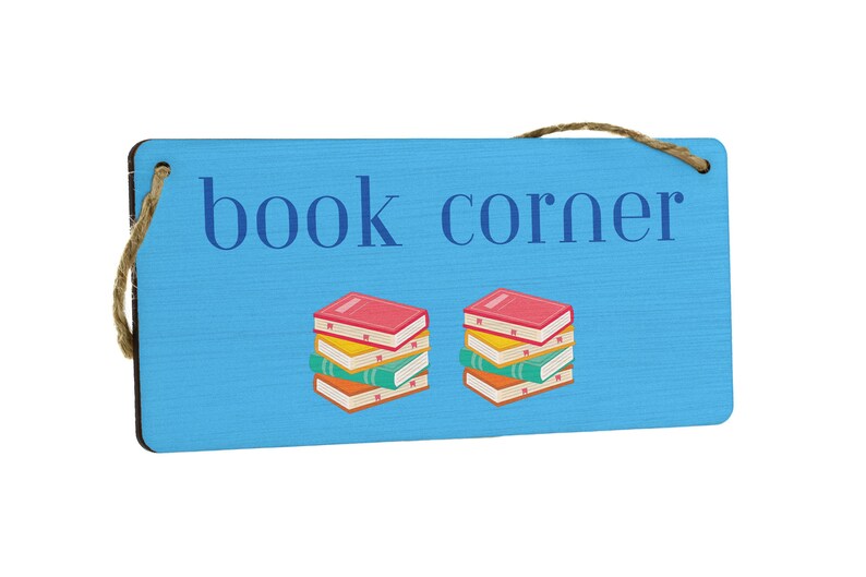 Book Corner - Plywood Hanging Sign - Stylish Home Decor and Library ...