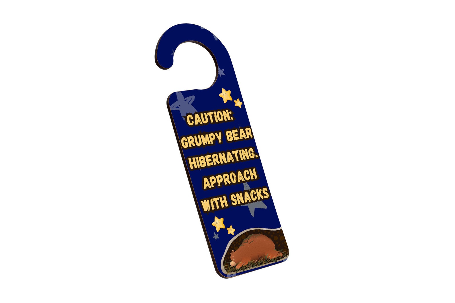 Caution Grumpy Bear Hibernating Approach With Snacks – Funny Plywood ...