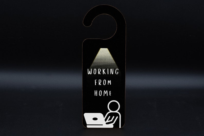 Working From Home – Plywood Door Handle Hanger – Home Office Sign ...