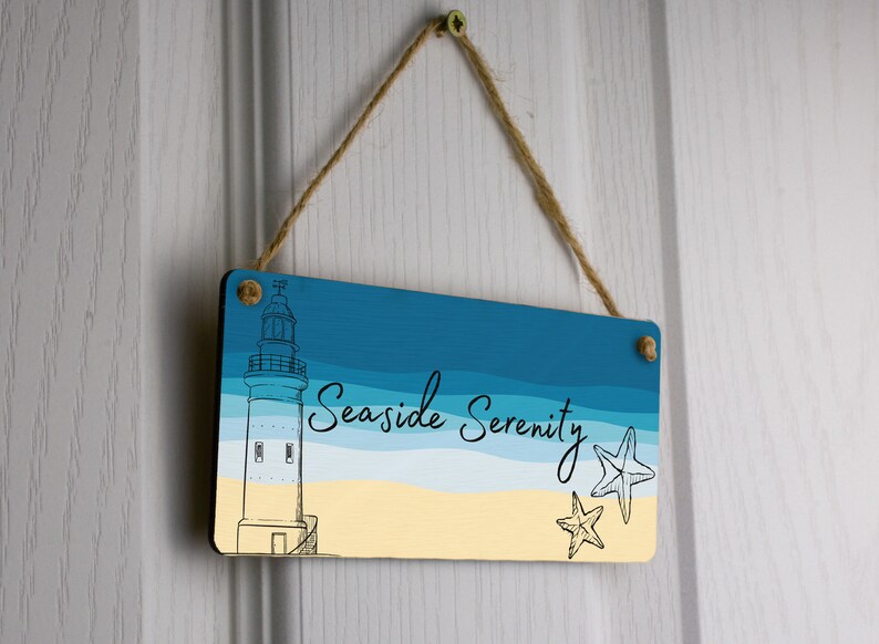 Full Colour Beachside Serenity: Plywood Hanging Sign - Etsy