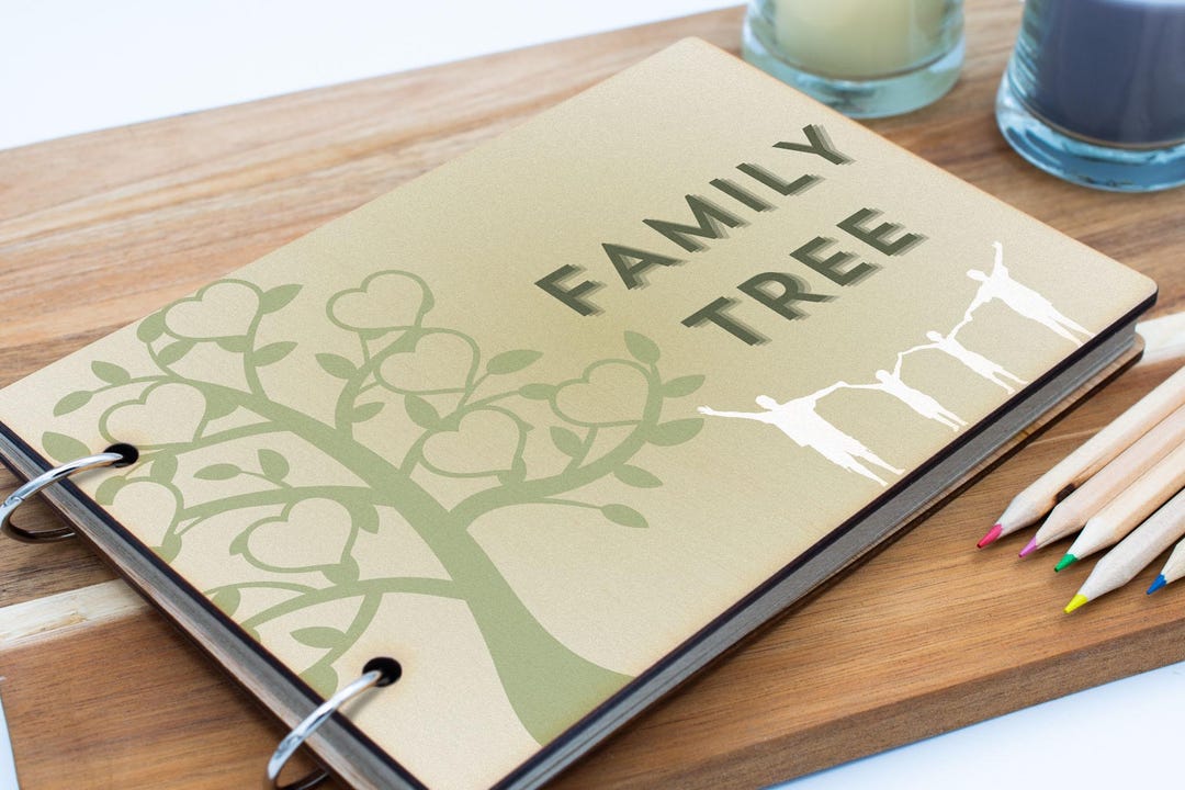 Family Tree Heritage Album With Wooden Cover and Full Colour Front ...
