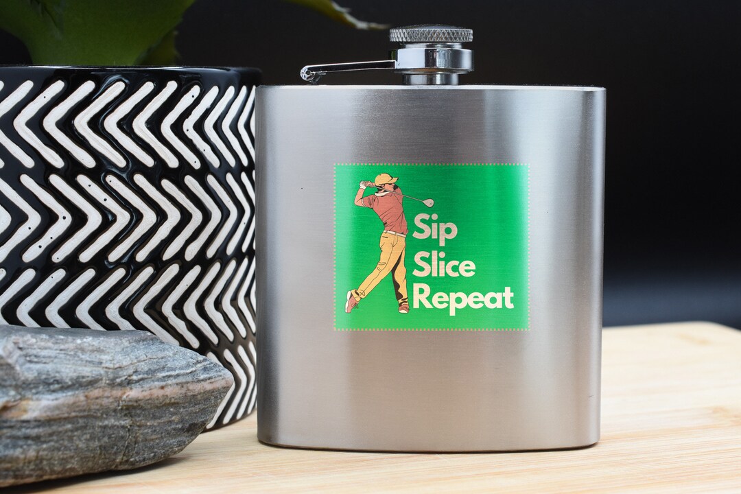 Sip Slice Repeat – Funny Golf Themed Stainless Steel Hip Flask ...
