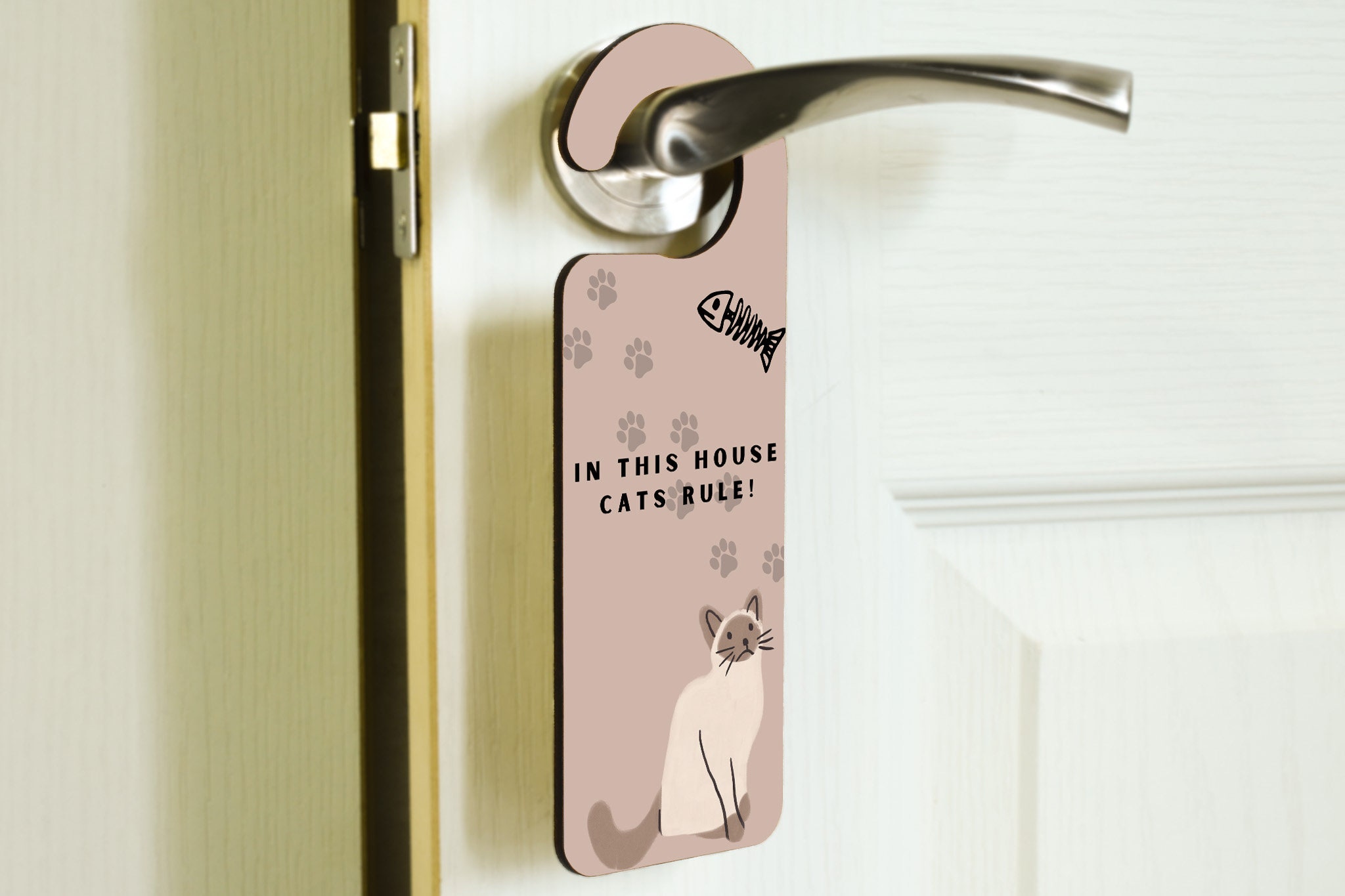 Cat Lady Sign - Funny Cat Sign 'in This House Cats Rule' | Door Handle ...
