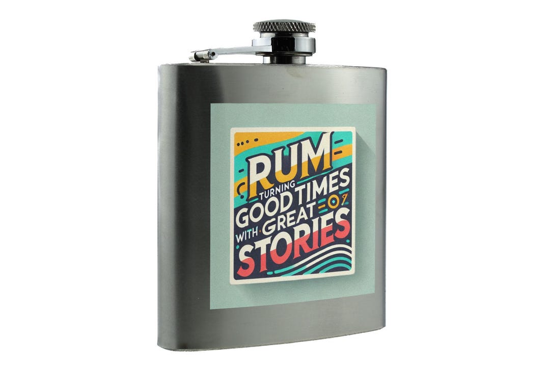 Colourful Rum-themed Flask With 'rum Turning Good Time With Great ...