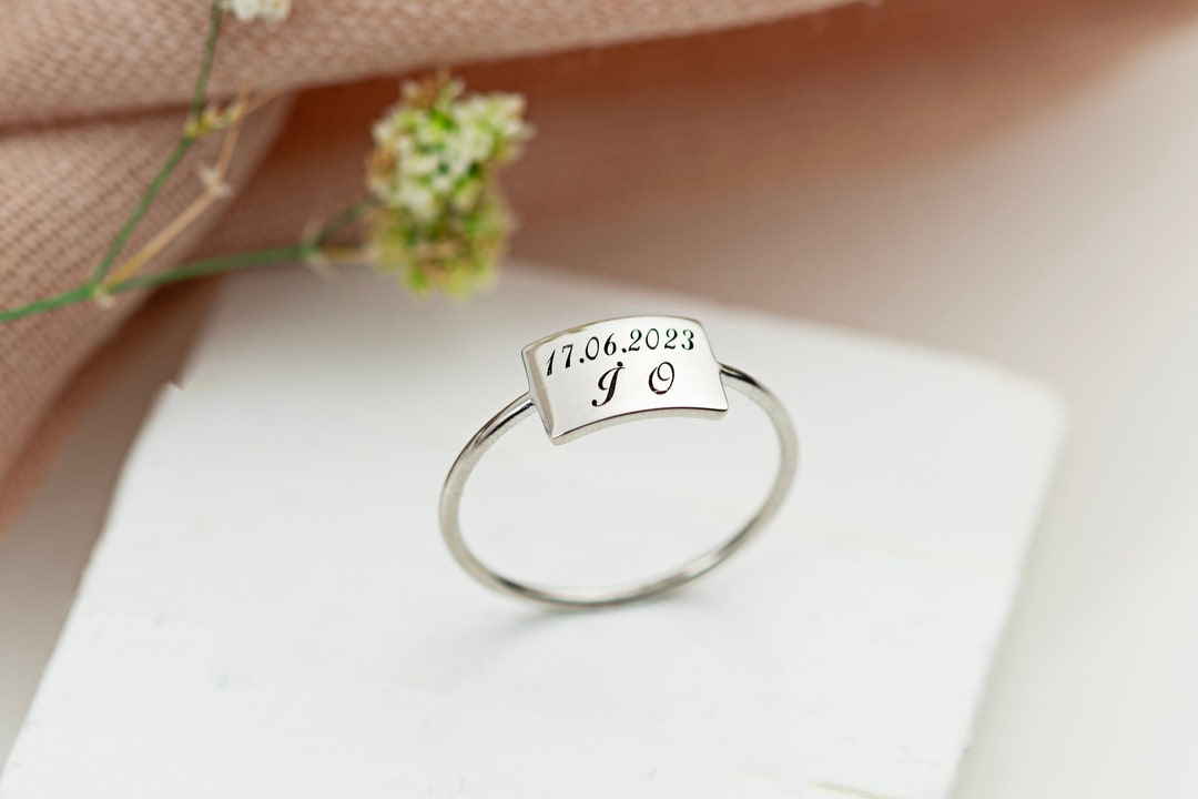 Personalized Sterling Silver Name Ring: Delicate Stacking Ring, New Mom ...