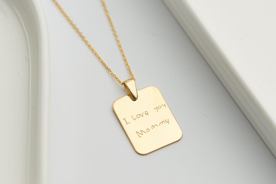 Handwriting Necklace From Your Own Writing | Memorial Signature Jewelry ...