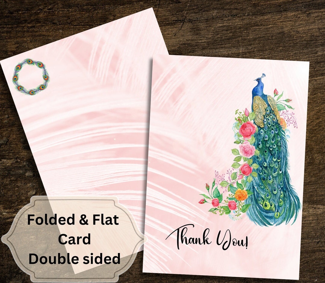 Printable Thank You Card Folded Thank You Card Thanks Card Double Sided ...