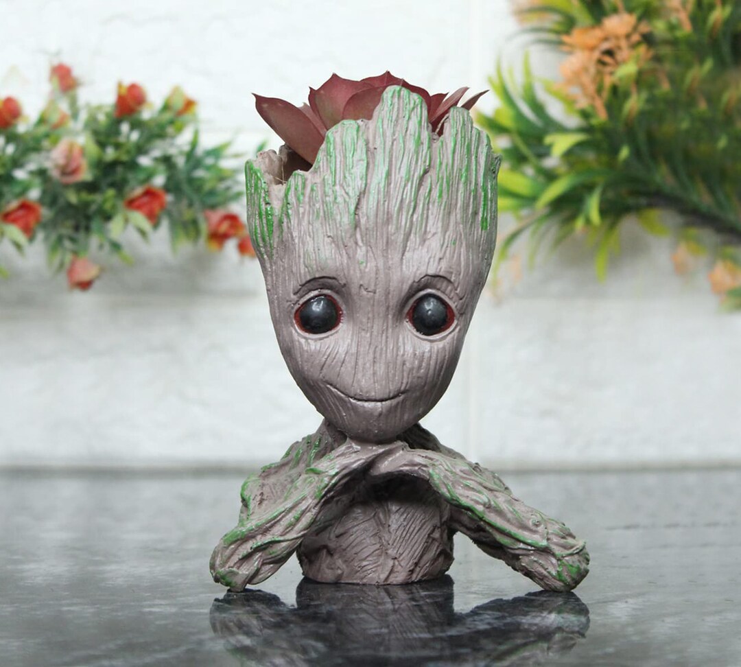 Wonderland Resin Big Groot face in Hand Succulents Pot for - Etsy