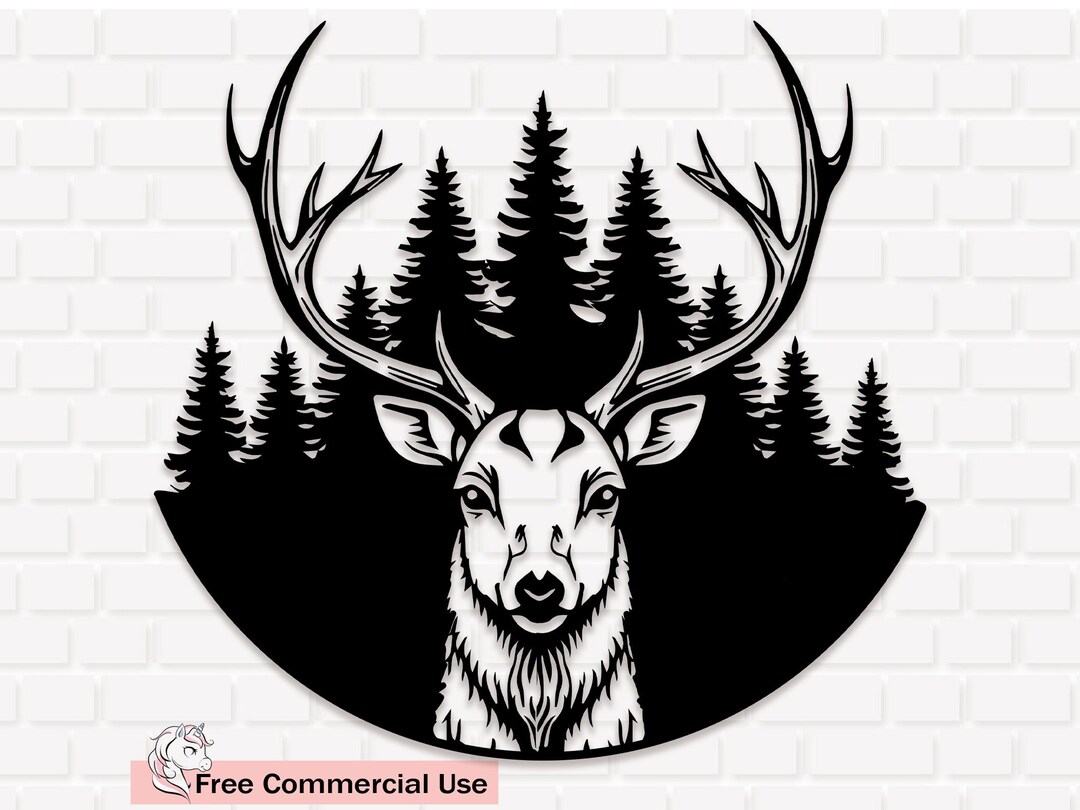 Deer Head Svg, Deer Buck Head Mount Svg, Deer in the Forest Sticker ...
