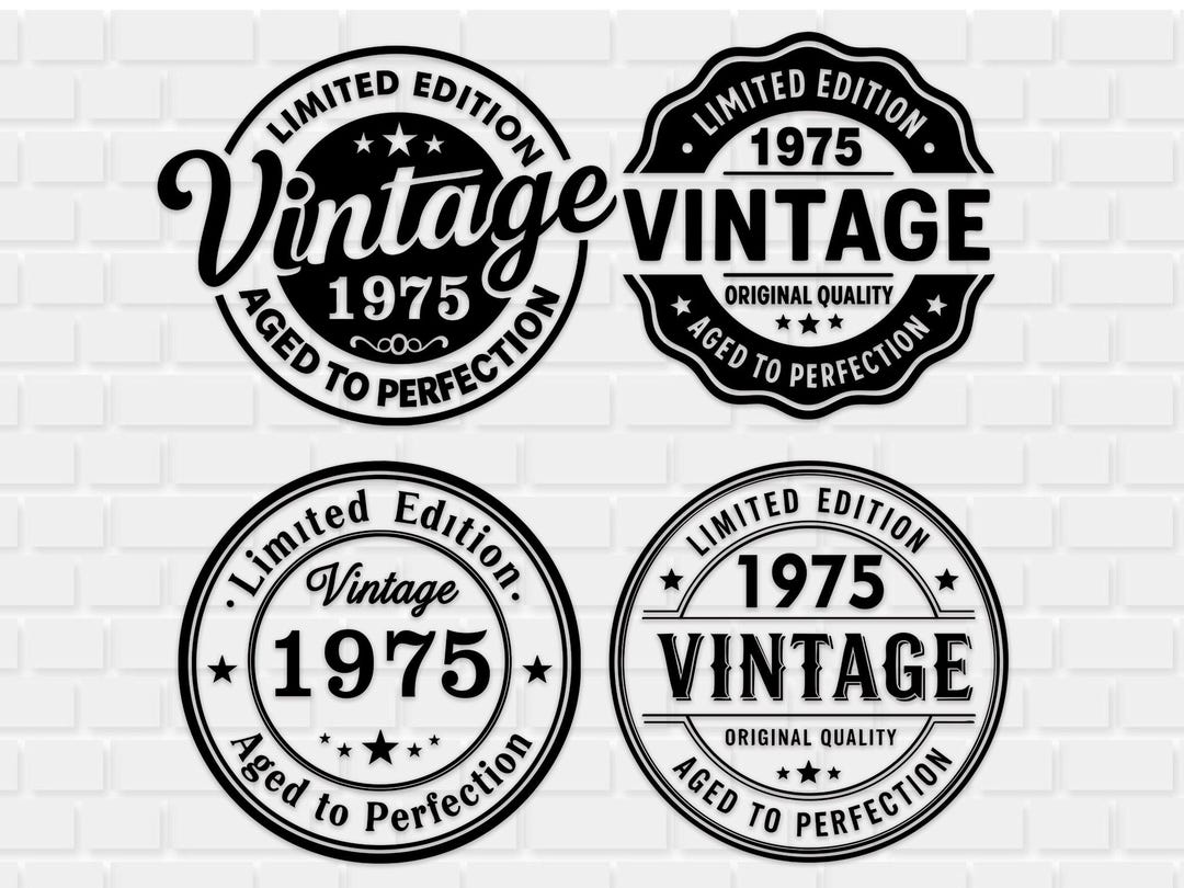 50th Birthday SVG PNG: Vintage 1975 - Cricut Silhouette, Digital ...