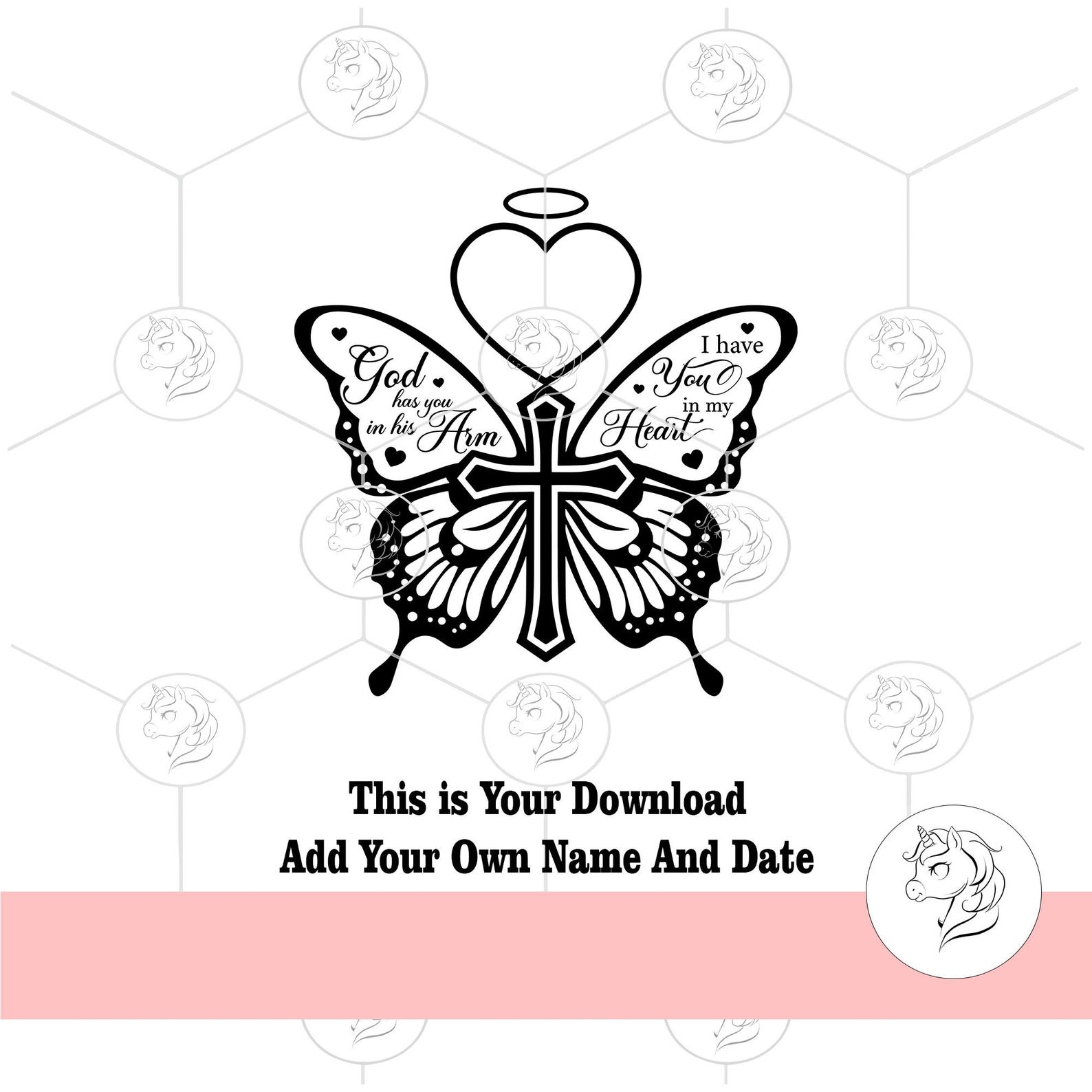 Memorial Butterfly Cross SVG PNG: Printable Remembrance Template ...