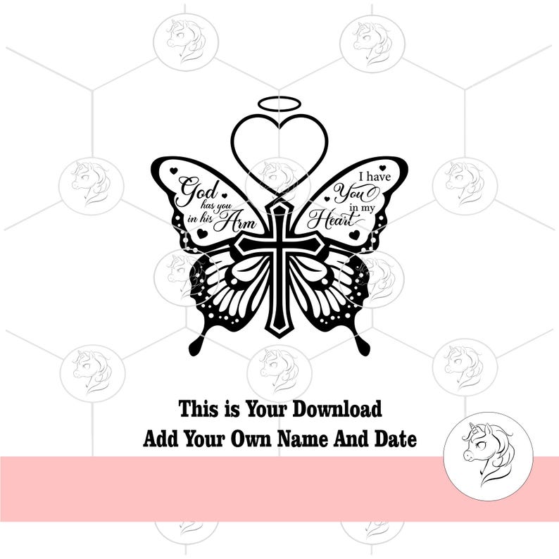 Memorial Butterfly Cross SVG PNG: Printable Remembrance Template ...