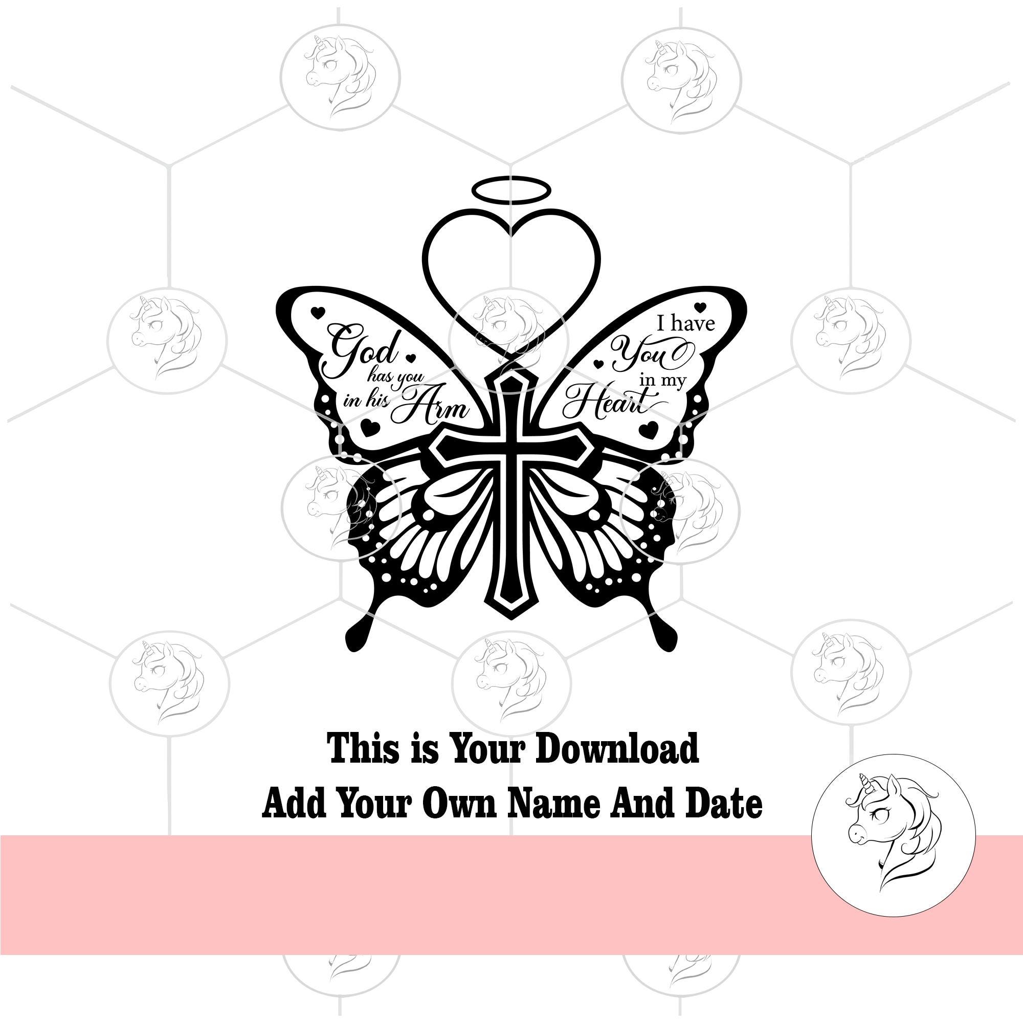 Memorial Butterfly Cross SVG PNG: Printable Remembrance Template ...