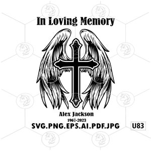 Rest in Peace Svg Png Files, Memorial Wings Svg Digital File, Memorial ...