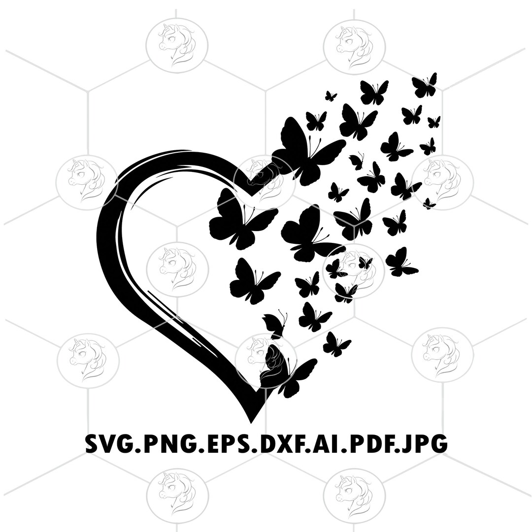 Butterfly Heart Svg Heart Butterfly Svg Butterfly Wings Svg - Etsy