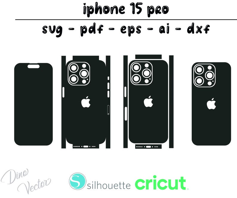 Apple iPhone 15 Pro Skin Template - Cricut Vector Cut File - Wrap ...