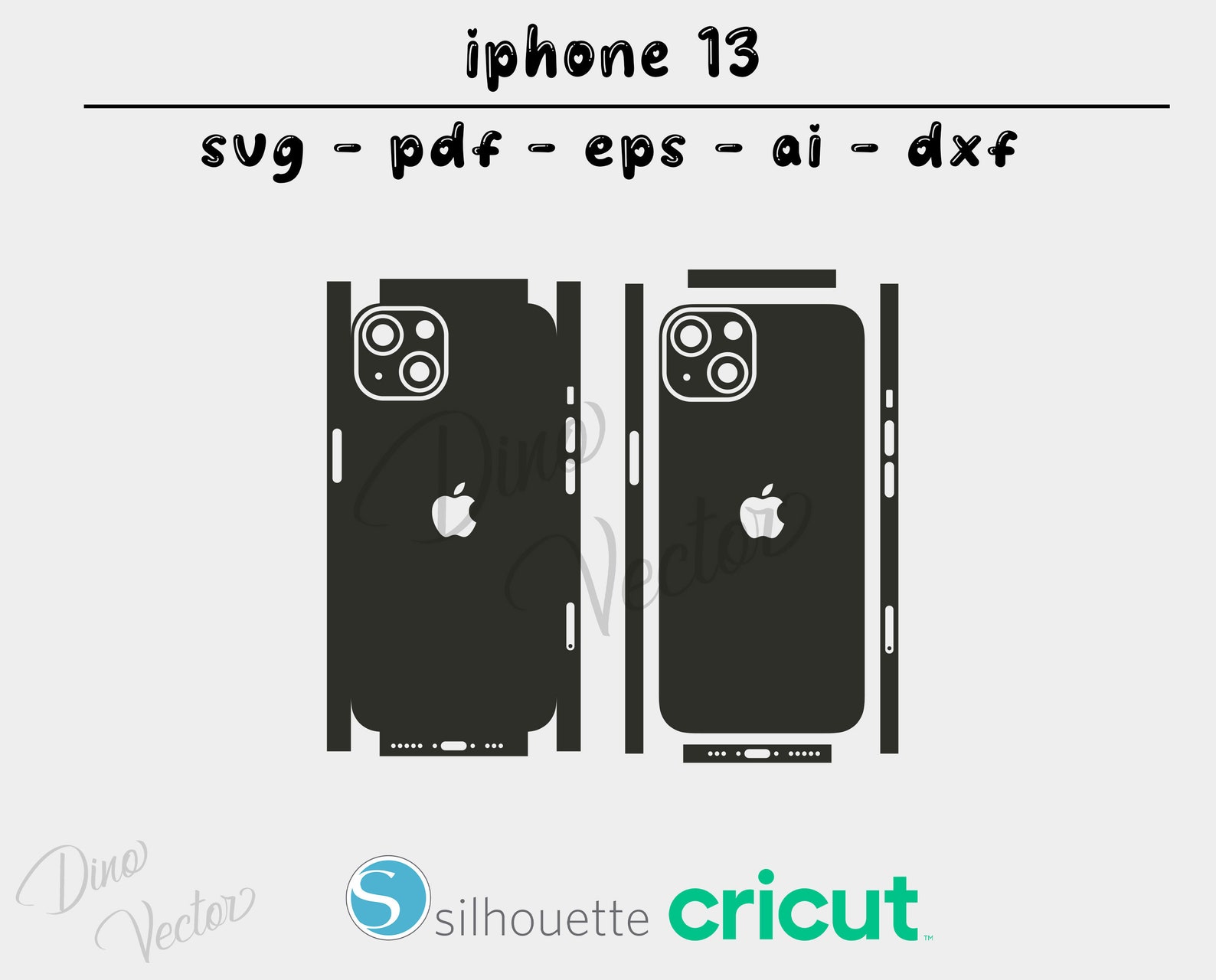 Apple iPhone 13 Skin Template Cricut Vector Cut File Wrap Template ...
