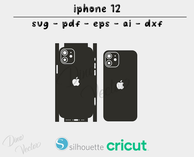 Apple iPhone 12 Skin Template - Cricut Vector Cut File - Wrap Template ...